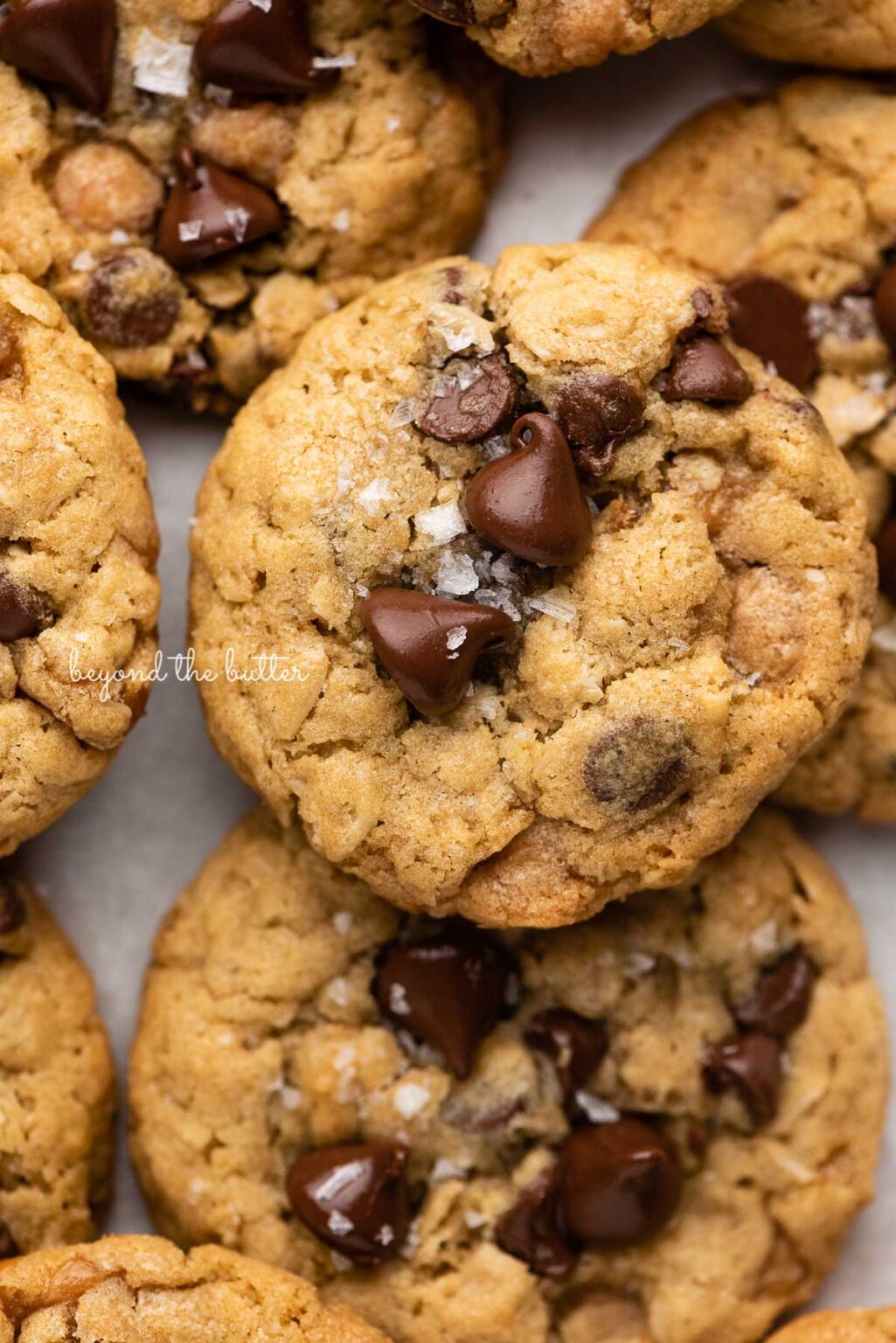 Oatmeal Chocolate Chip Salted Caramel Cookies - Beyond the Butter