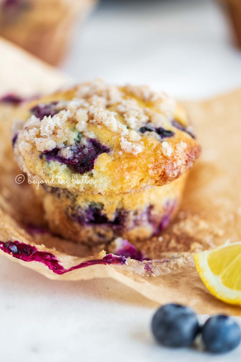 Bakery Style Lemon Blueberry Streusel Muffins - Beyond the Butter