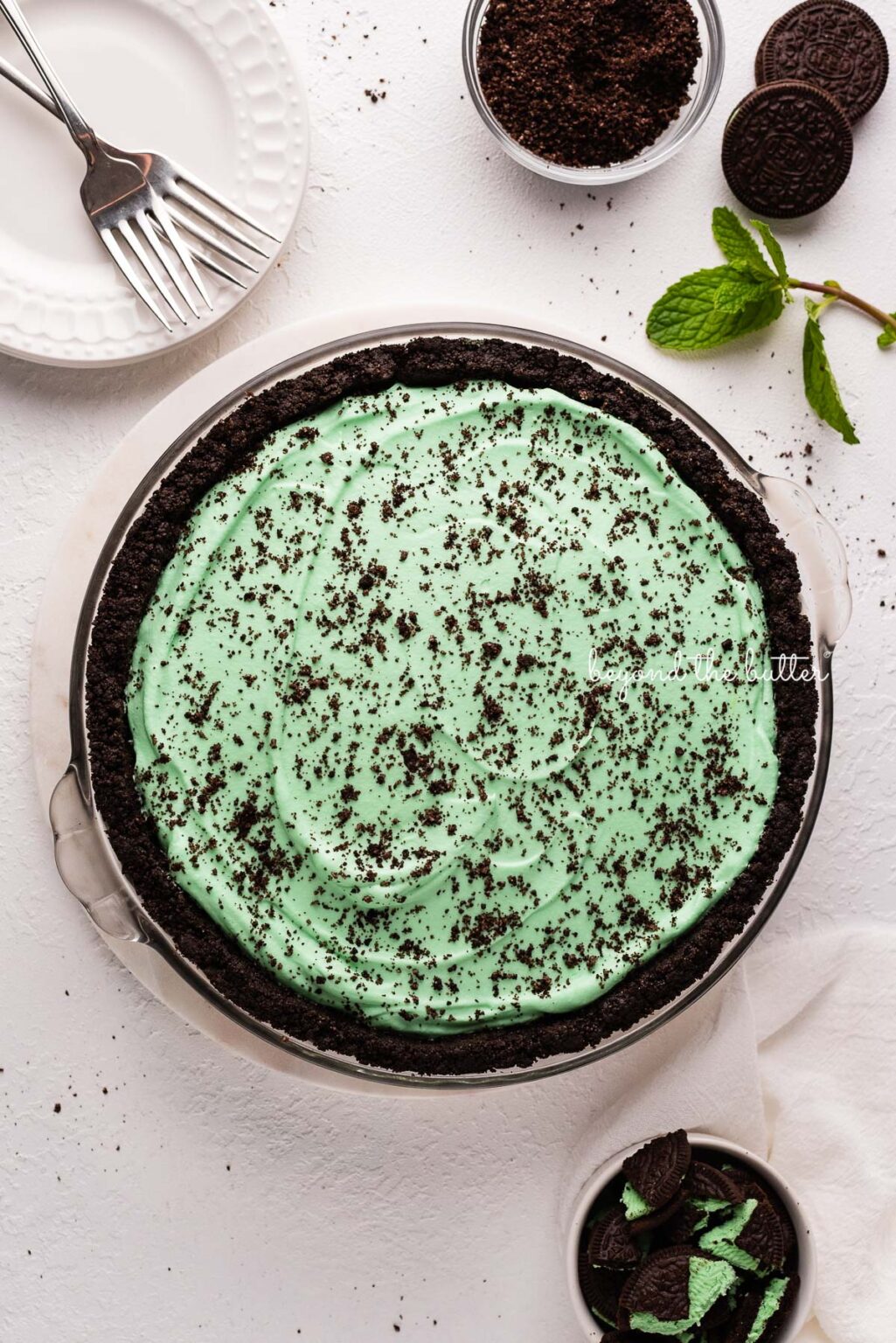 No Bake Mint Chocolate Pie - Beyond the Butter