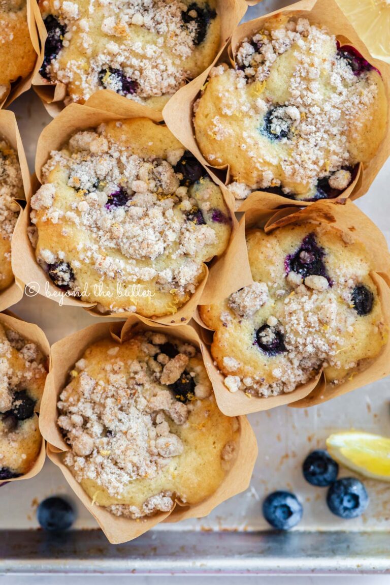 Bakery Style Lemon Blueberry Streusel Muffins - Beyond the Butter