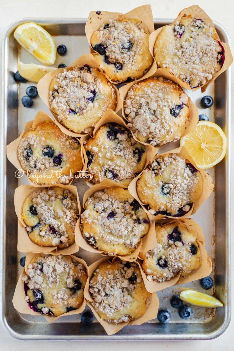 Bakery Style Lemon Blueberry Streusel Muffins - Beyond the Butter