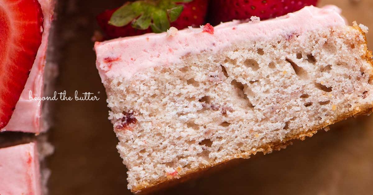 Mini Strawberry Sheet Cake - Beyond the Butter