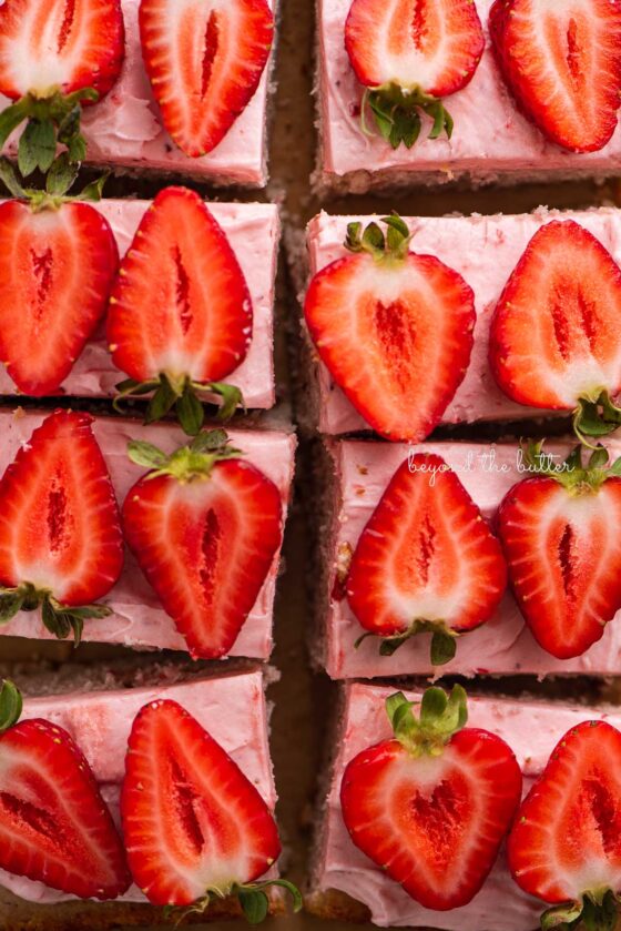 Mini Strawberry Sheet Cake - Beyond the Butter